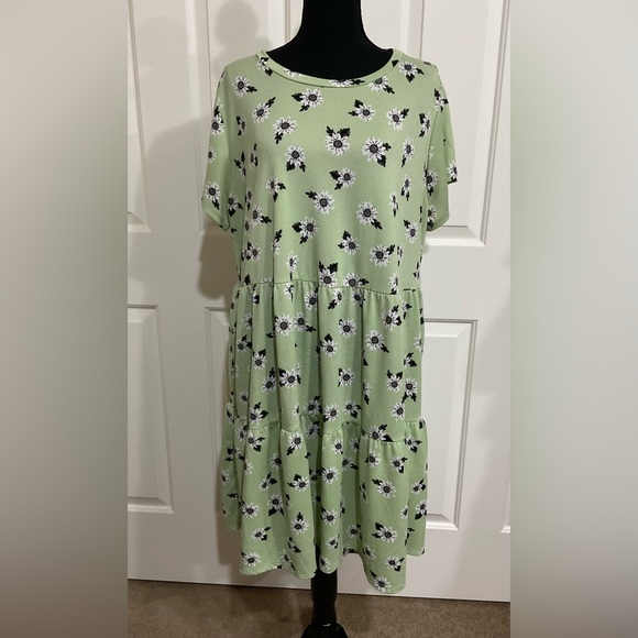 LuLaRoe | Dresses | Lularoe 3x Light Green Dress With Daisies Ariel ...